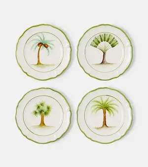 LES-OTTOMANS Set Of 4 Ceramic Dinner Plates - Multicoloured