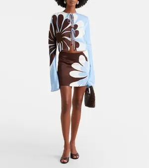 CALA DE LA CRUZ Sina Floral Print Tie-front Top