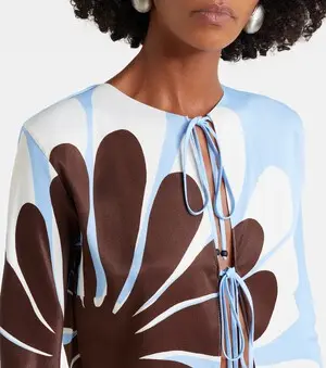 CALA DE LA CRUZ Sina Floral Print Tie-front Top