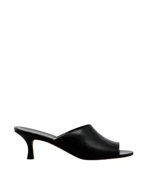THE ROW Ella Leather Mules - Black