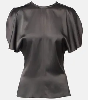 Victoria Beckham Bela Crêpe Satin Top - Grey