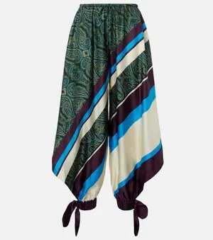 ALEMAIS Joni Printed Silk Twill Balloon Pants - Multicoloured