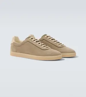 Brunello Cucinelli Suede And Leather Trim Sneakers - Beige
