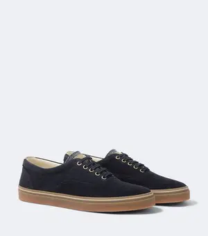 Brunello Cucinelli Leather-trimmed Suede Sneakers - Blue