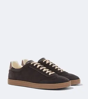 Brunello Cucinelli Leather-trimmed Suede Sneakers - Brown