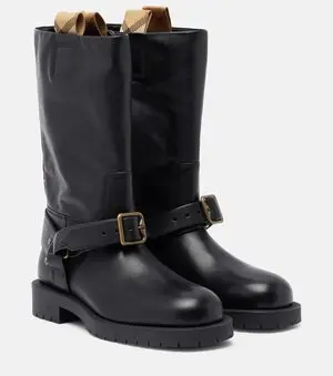 Burberry Soft Saddle Leather Mid-calf Boots