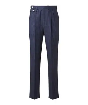 Dunhill Striped Linen Tapered Trousers - Blue