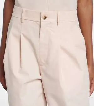 Wardrobe.NYC Pleated Cotton-blend Wide-leg Pants - Beige