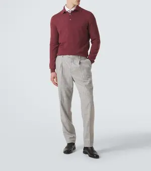 Brunello Cucinelli Pinstriped Wool And Cashmere Tapered Pants - Grey