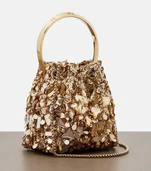 JIMMY CHOO Bon Bon Small Embellished Bucket Bag