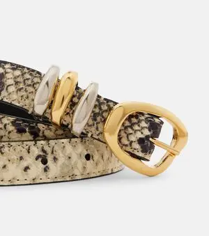 AMANU Tugela Snake-effect Leather Belt - White