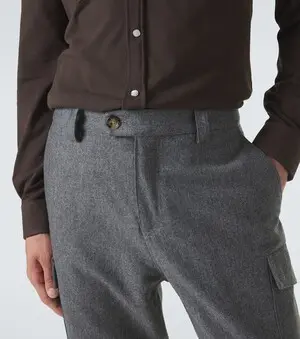 Brunello Cucinelli Tapered Wool Cargo Pants - Grey