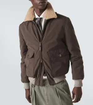 Brunello Cucinelli Shearling-trimmed Blouson Jacket - Brown