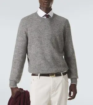 Brunello Cucinelli Alpaca, Cashmere, And Wool-blend Crewneck Sweater