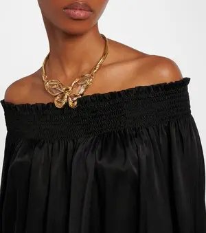 Chloé Off-shoulder Silk Satin Top