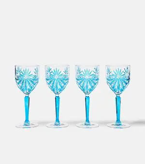 LES-OTTOMANS Set Of 4 Crystal Wine Glasses - Blue