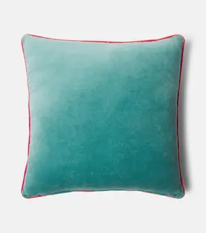 LES-OTTOMANS Embroidered Cotton Velvet Cushion