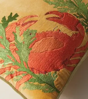 LES-OTTOMANS Embroidered Cotton Velvet Cushion