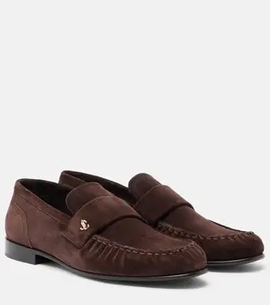 JIMMY CHOO Ellis Suede Loafers - Brown