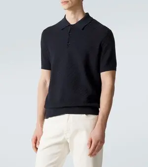 Brioni Cotton, Silk, And Cashmere Polo Shirt - Blue
