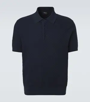 Brioni Cotton, Silk, And Cashmere Polo Shirt - Blue
