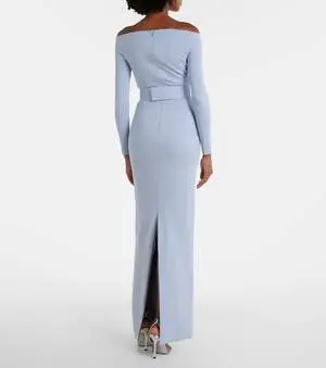Solace London Sabina Off-shoulder Gown - Blue
