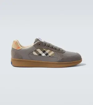 Burberry Terrace Leather And Suede Sneakers - Grey