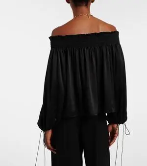 Chloé Off-shoulder Silk Satin Top