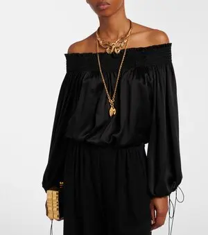Chloé Off-shoulder Silk Satin Top
