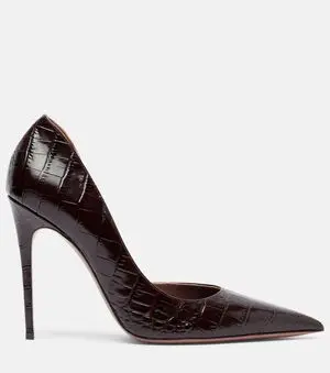 Paris Texas Vera Croc-effect Leather Pumps - Brown
