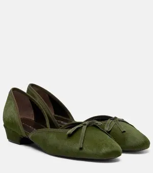 HERBERT LEVINE Calf Hair Ballet Flats - Green