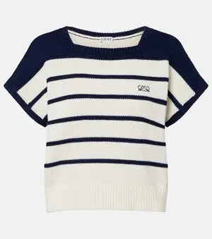 Loewe Striped Cotton And Wool Sweater - Blue