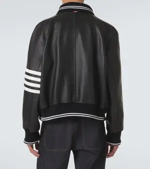 Thom Browne 4-bar Leather Bomber Jacket
