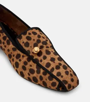 HERBERT LEVINE Showtime Leopard-print Calf Hair Loafer Pumps - Brown