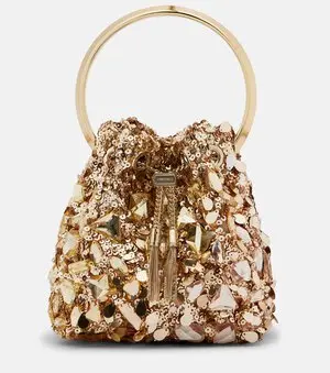 JIMMY CHOO Bon Bon Small Embellished Bucket Bag