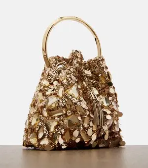 JIMMY CHOO Bon Bon Small Embellished Bucket Bag