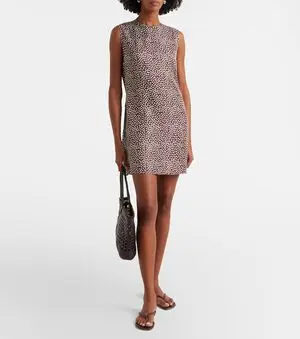 Asceno Sintra Polka-dot Silk Twill Minidress - Brown