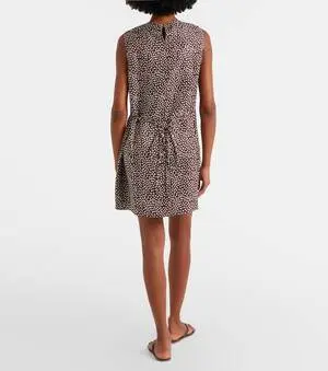 Asceno Sintra Polka-dot Silk Twill Minidress - Brown