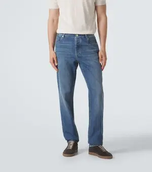 Brunello Cucinelli Straight Leg Jeans In Denim Medio Old - Blue