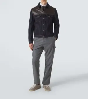 Brunello Cucinelli Leather-trimmed Denim Jacket