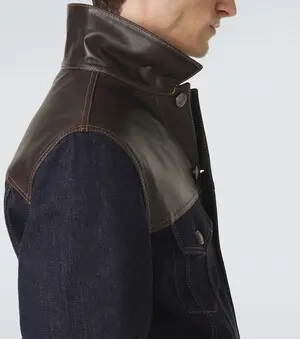 Brunello Cucinelli Leather-trimmed Denim Jacket