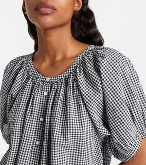 DÔEN June Gingham Cotton Blend Top - Black