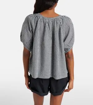 DÔEN June Gingham Cotton Blend Top - Black
