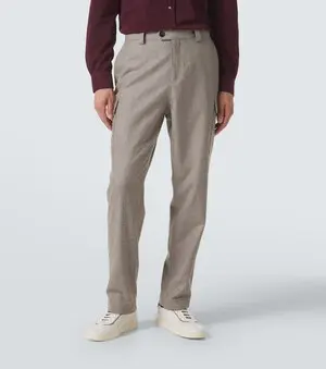 Brunello Cucinelli Tapered Wool Trousers - Beige