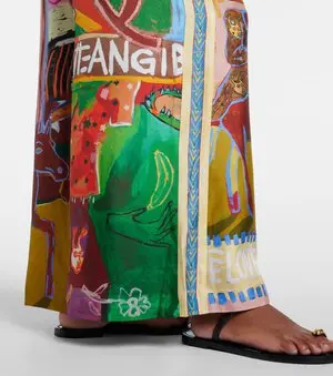 ALEMAIS Printed Silk Twill Wide-leg Pants