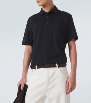 Zegna Cotton Pique Polo Shirt - Blue