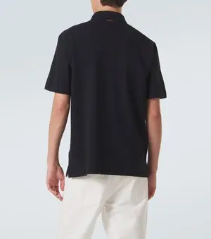 Zegna Cotton Pique Polo Shirt - Blue