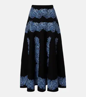 Ulla Johnson Alessia Knitted Jacquard Midi Skirt - Black
