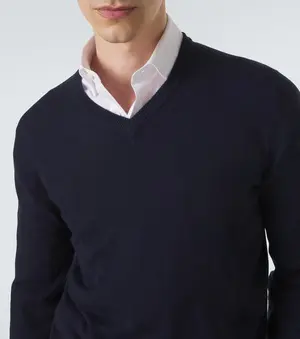 Brunello Cucinelli V-neck Cashmere Sweater - Blue