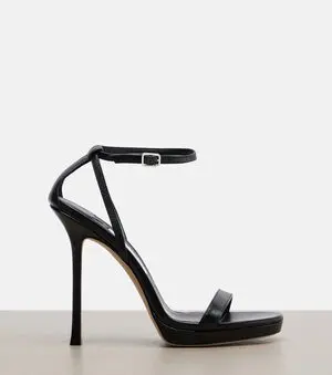 JIMMY CHOO Moza Leather Platform Sandals - Black